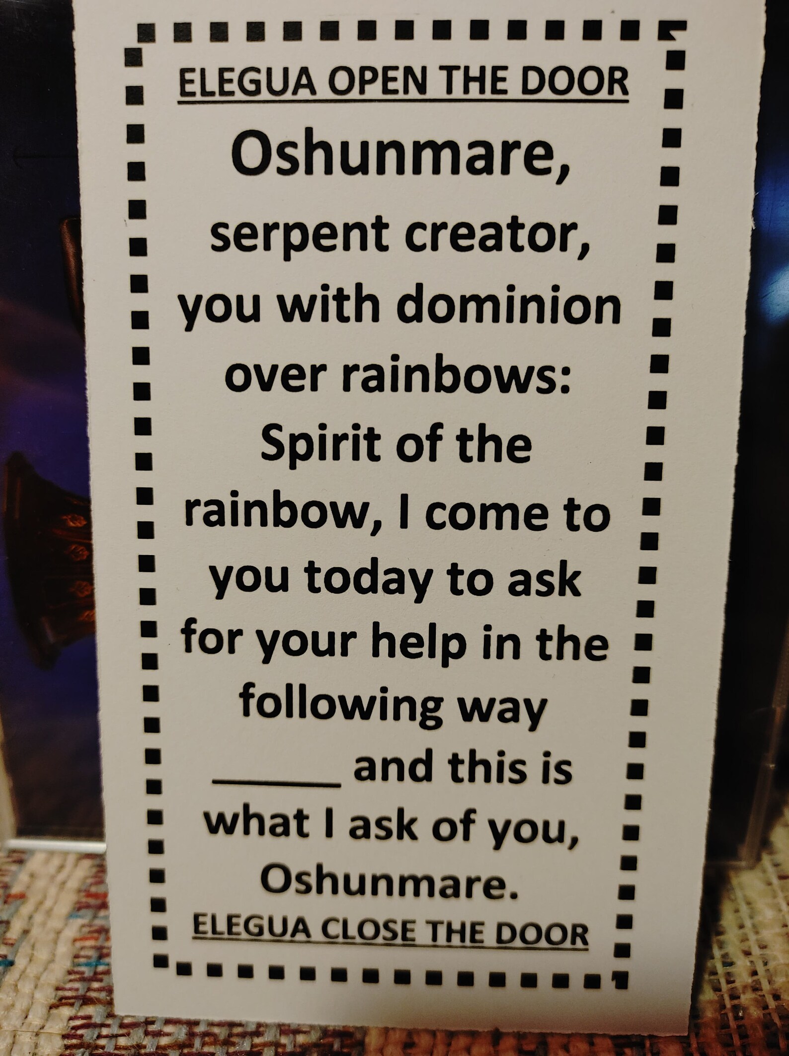 Oshunmare - Rare Orisha Prayer Card Osumare Oshumare - Etsy