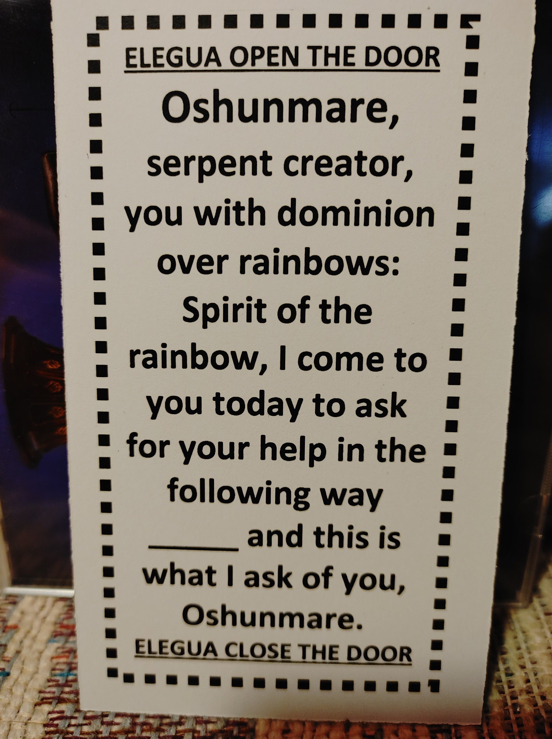 Oshunmare - Rare Orisha Prayer Card Osumare Oshumare - Etsy
