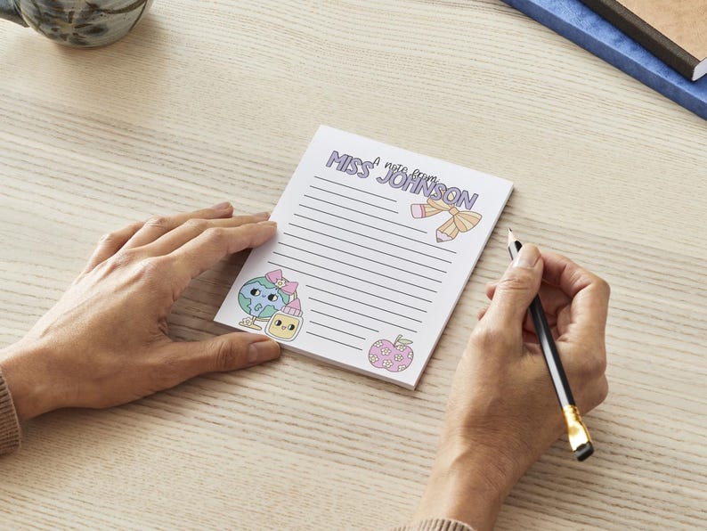 Personalized Teacher Notepad: Apple Design - Custom Stationery Gift - Etsy