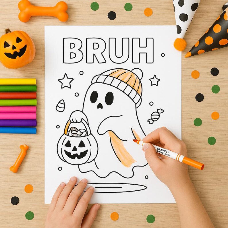 Funny Gen Z Slang Halloween Coloring Pages: Printable Party Activity ...
