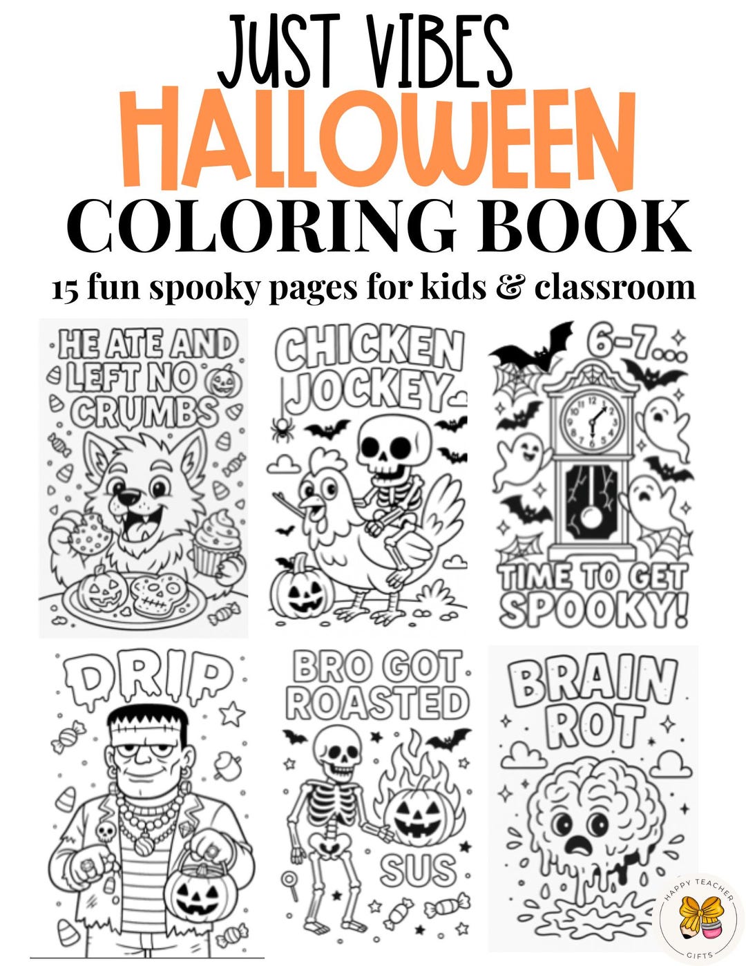 Halloween Coloring Pages | Funny Gen Z Slang | Printable Coloring Book ...