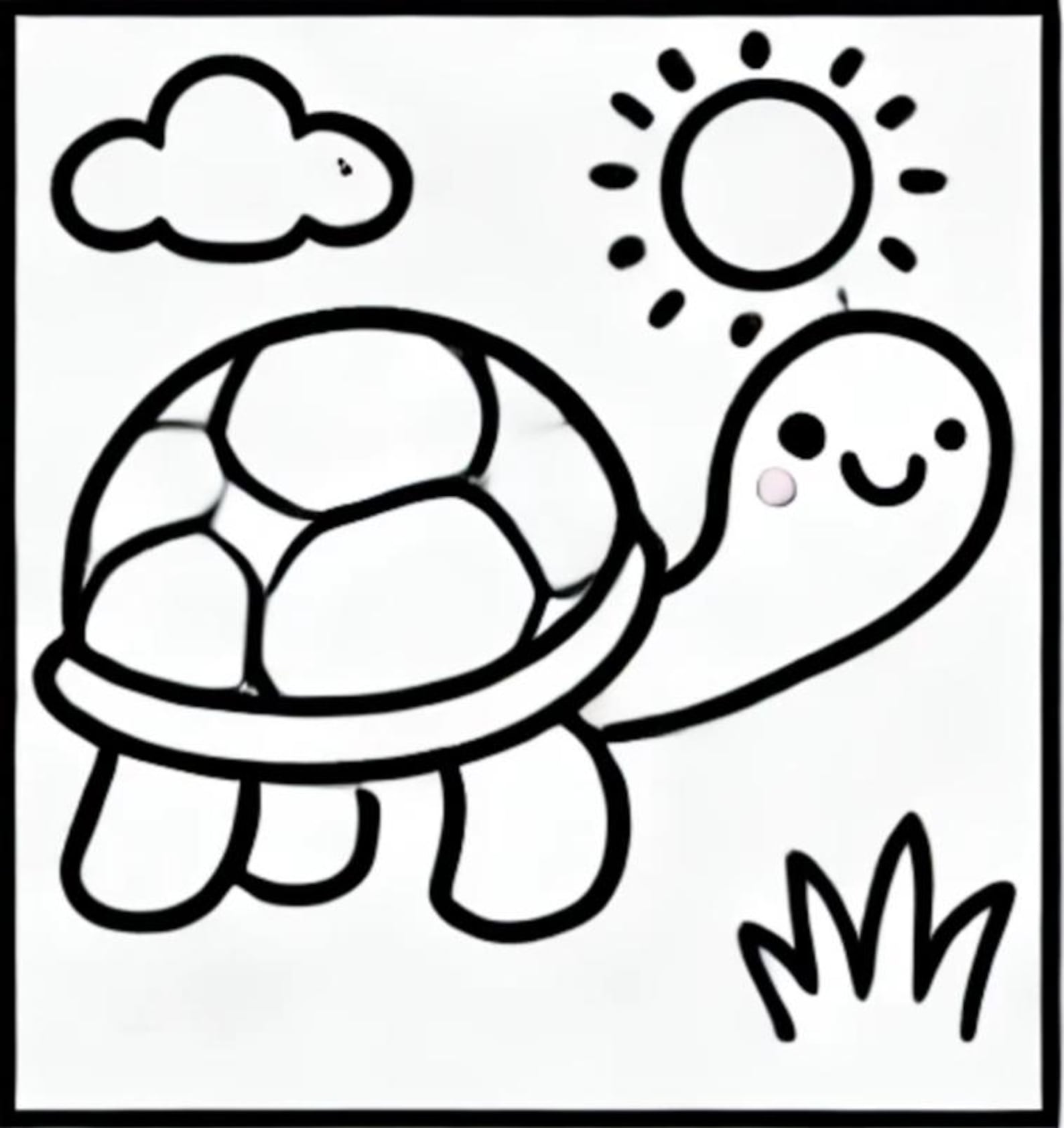 Kids Turtle Coloring Page - Etsy