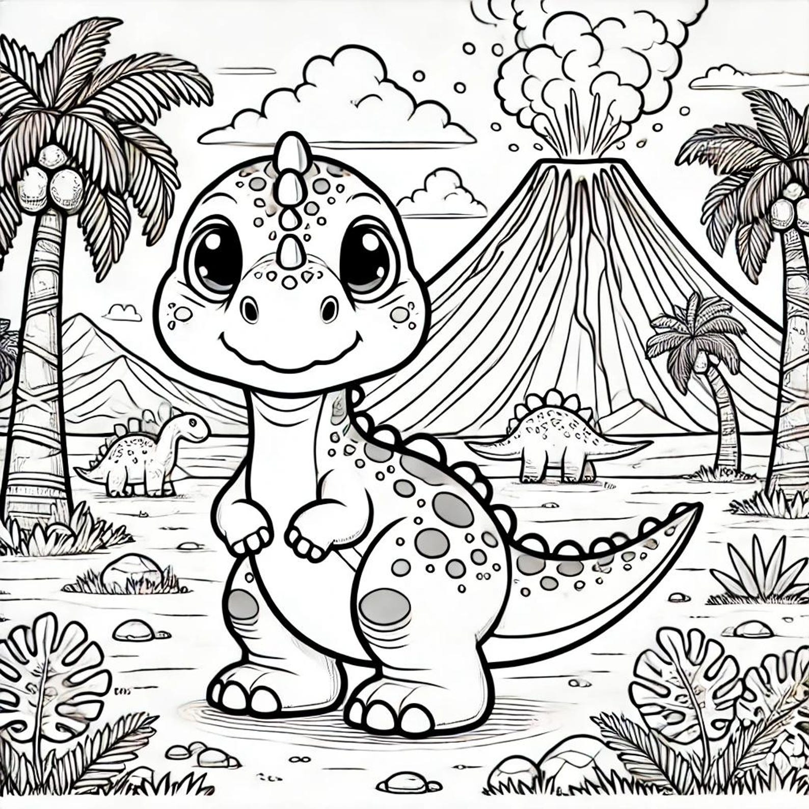 Printable Kids Coloring Pages – Cute Dinosaur, Happy Puppy, Underwater ...