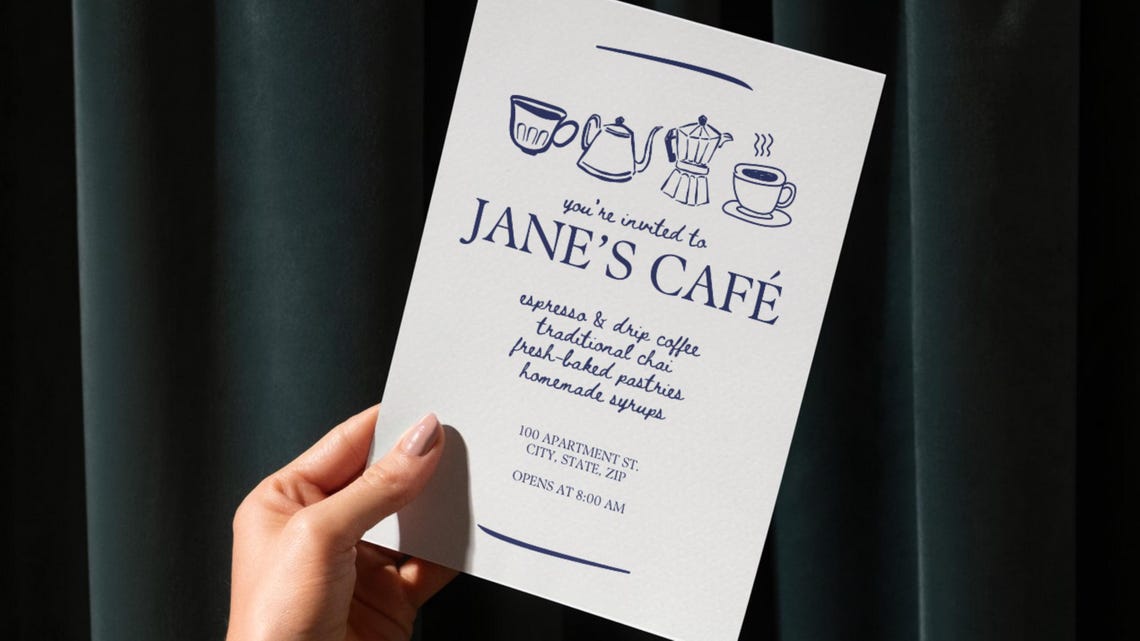 Coffee Shop In-home Party Invitation, at Home Cafe Invite, Customizable ...