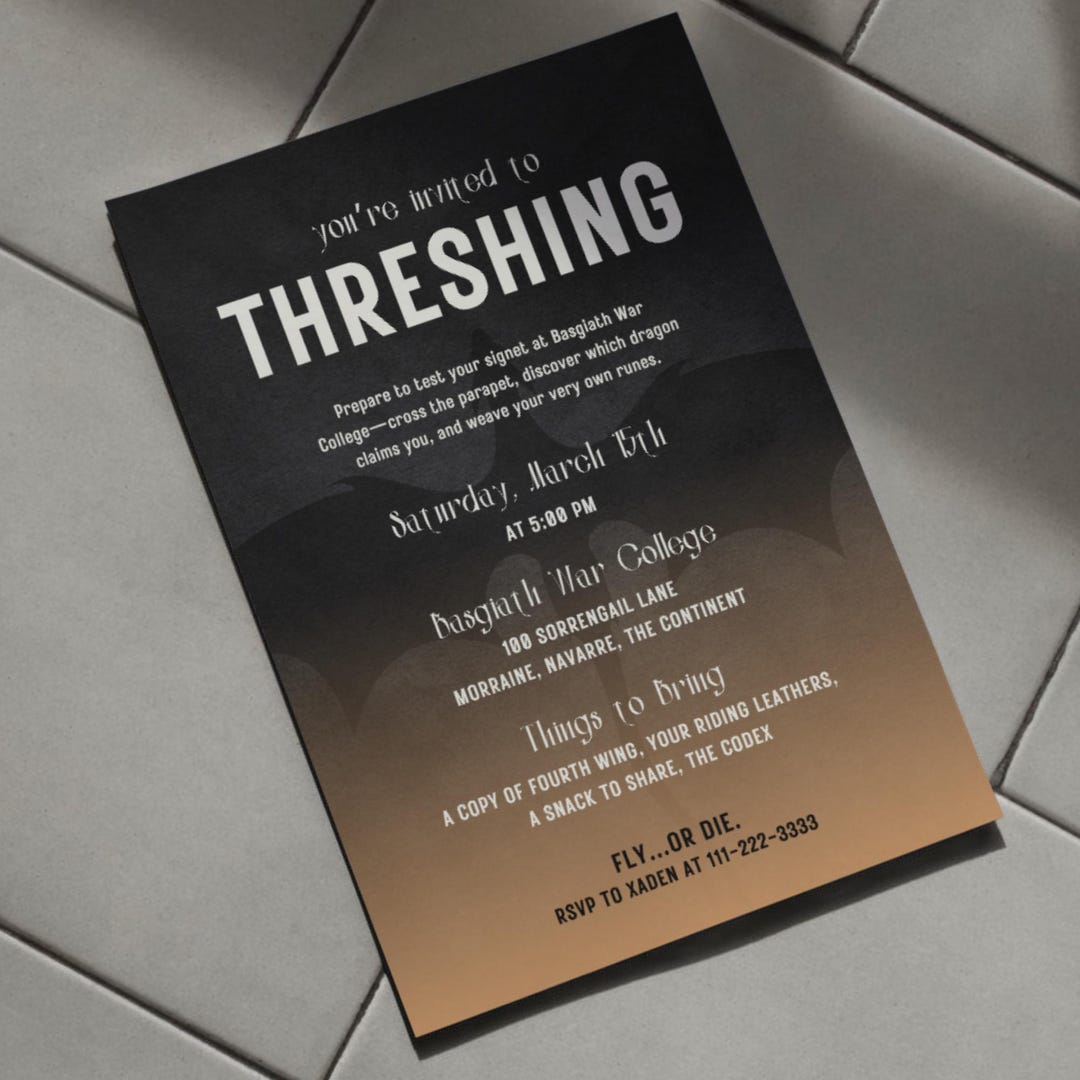 Fourth Wing Booktok Party Invite, Book Club Reading Invitation, Digital ...