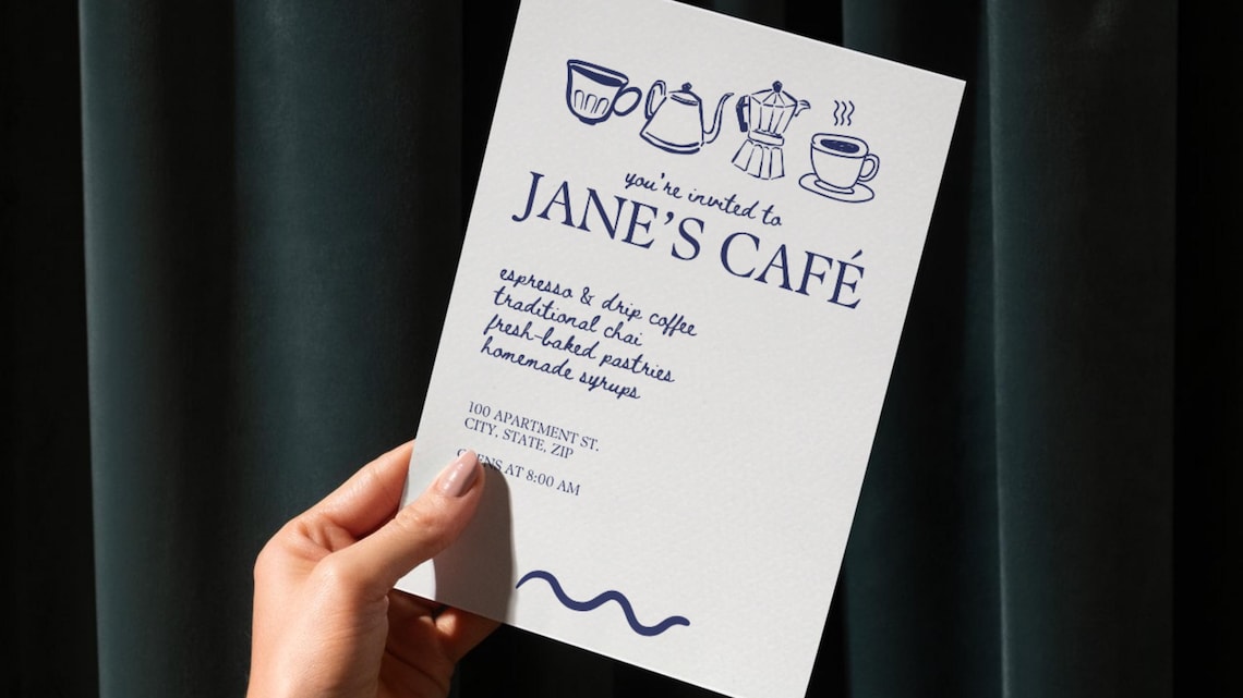 Coffee Shop In-home Party Invitation, at Home Cafe Invite, Customizable ...