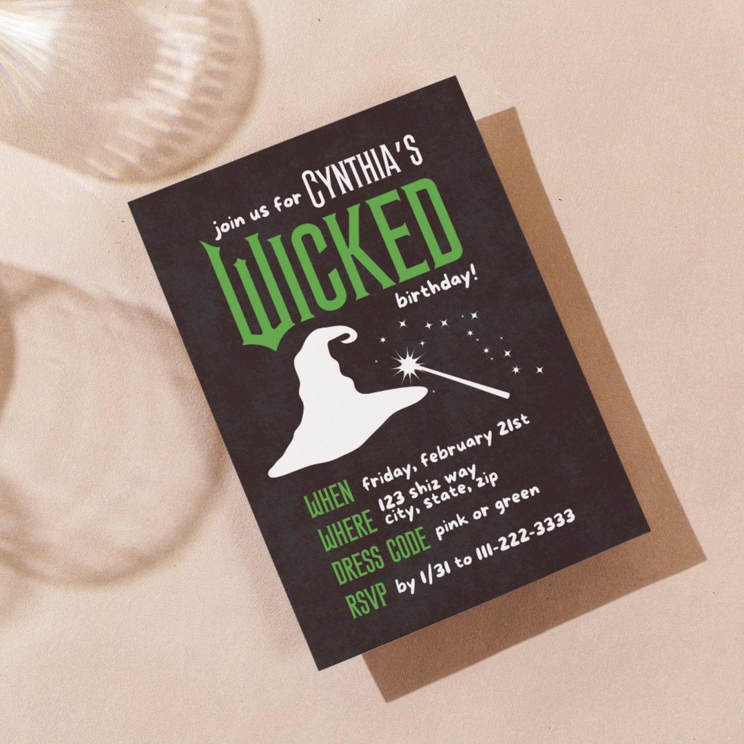 Wicked Birthday Party Invitation, Wicked Birthday Invite, Customizable ...
