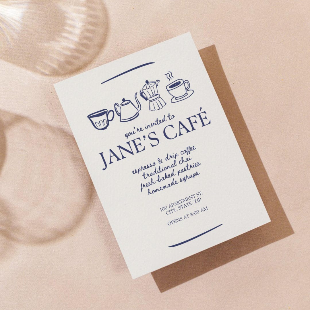Coffee Shop In-home Party Invitation, at Home Cafe Invite, Customizable ...