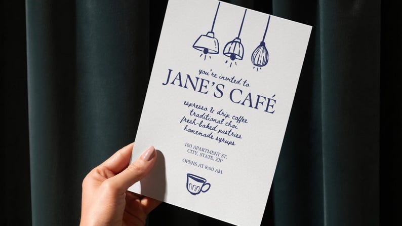 Coffee Shop In-home Party Invitation, at Home Cafe Invite, Customizable ...