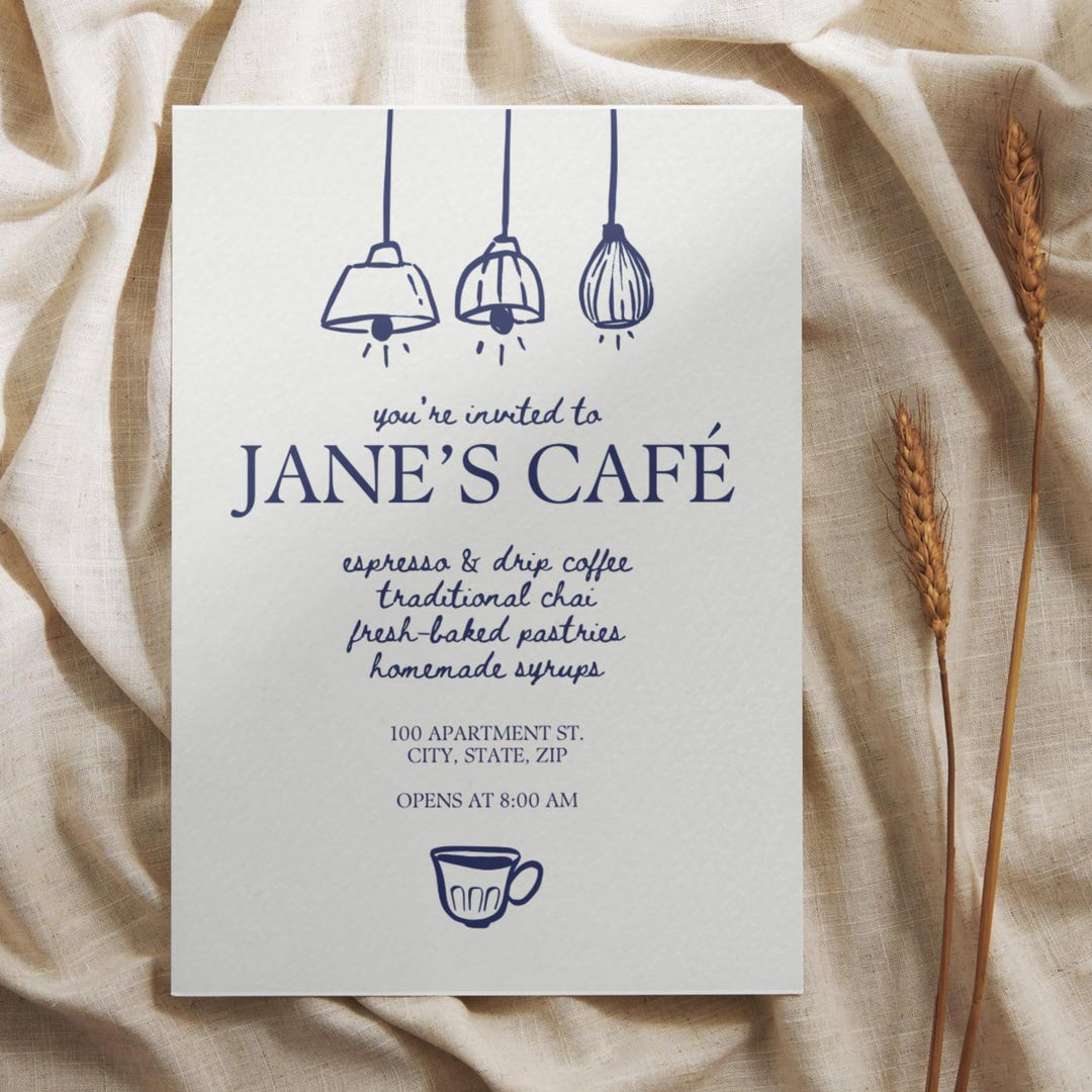 Coffee Shop In-home Party Invitation, at Home Cafe Invite, Customizable Invite Template Digital ...