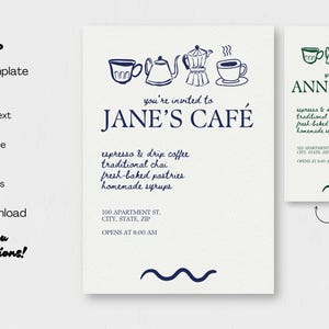 Coffee Shop In-home Party Invitation, at Home Cafe Invite, Customizable ...