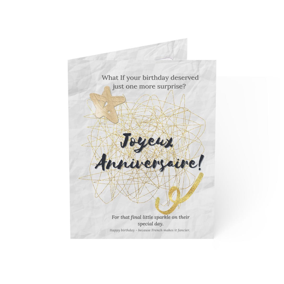 Joyeux Anniversaire Card - French Happy Birthday Card, Festive ...