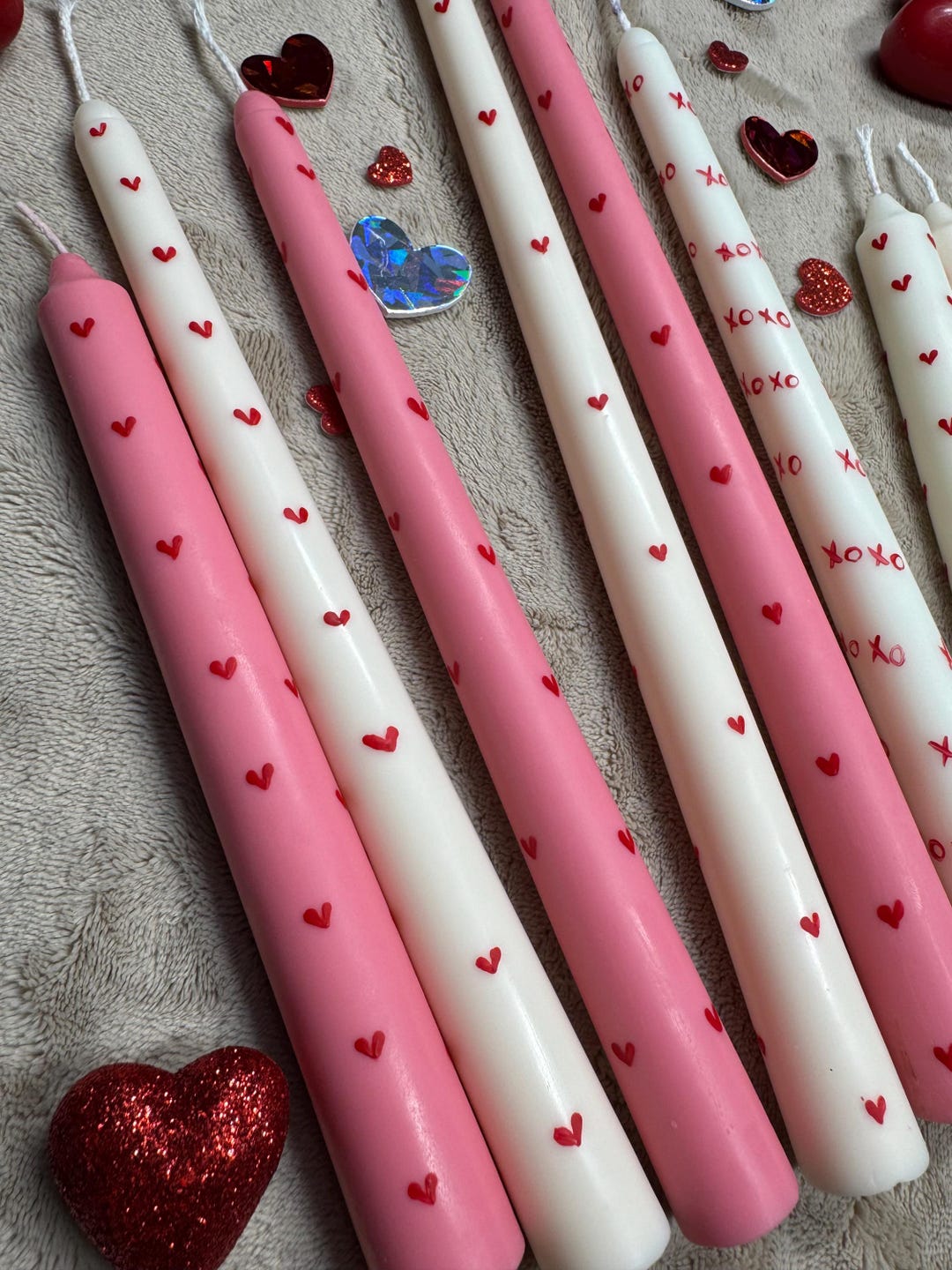 Hand Painted Taper, Taper Candles, Set of Tapers Candles, Pink Tapers ...