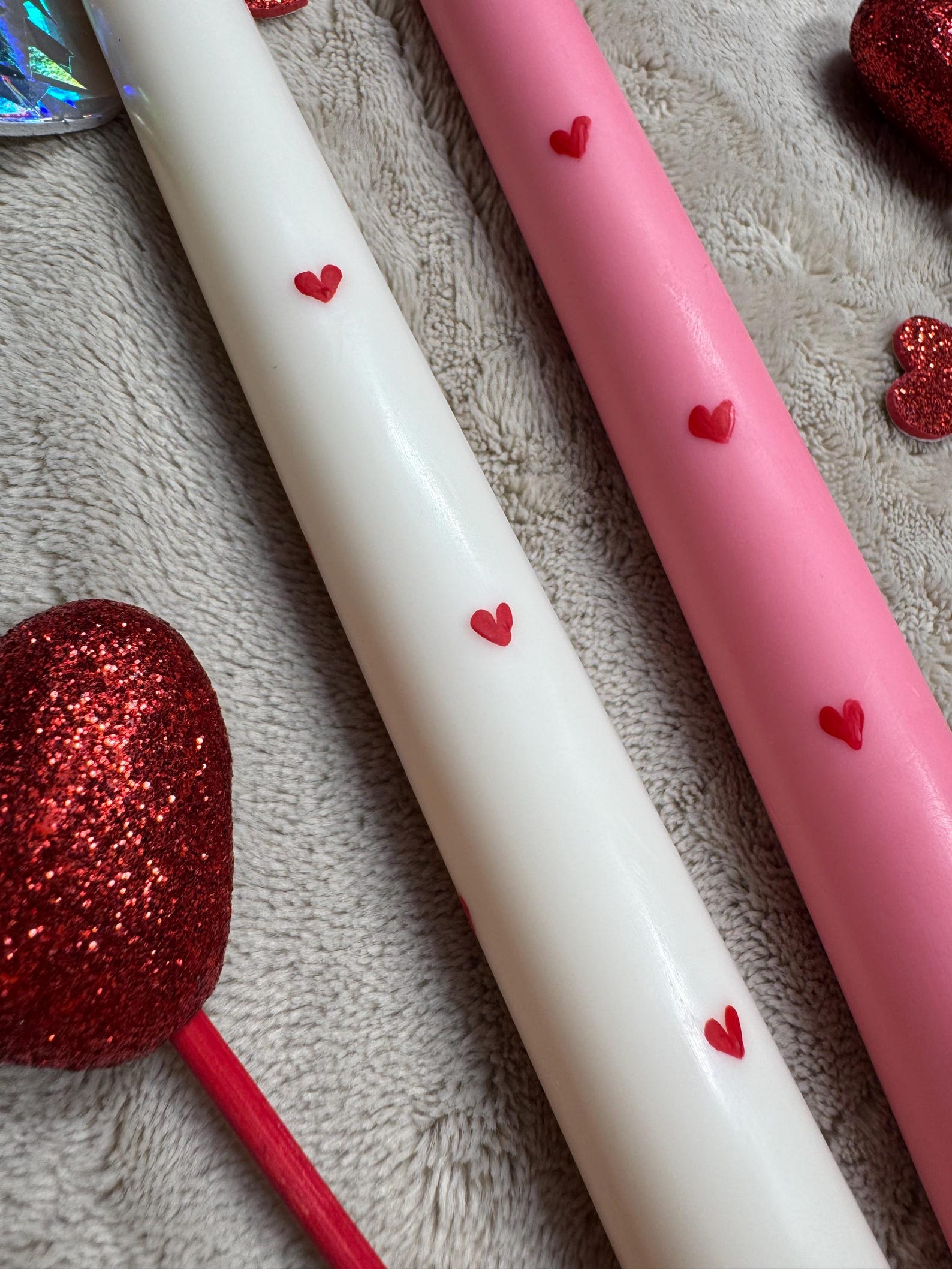 Hand Painted Taper, Taper Candles, Set of Tapers Candles, Pink Tapers ...