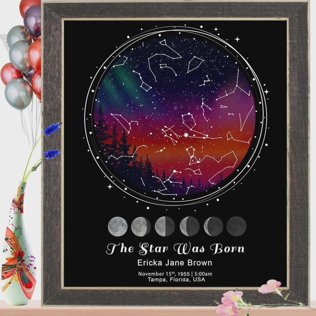 Personalized Star Map , Custom Night Sky Print Special Date Gift ...