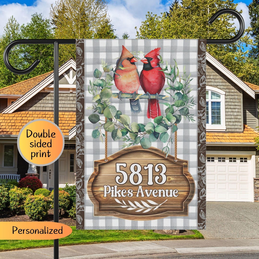 Personalized Address Garden Flag, Cardinal House Number Garden Flag ...