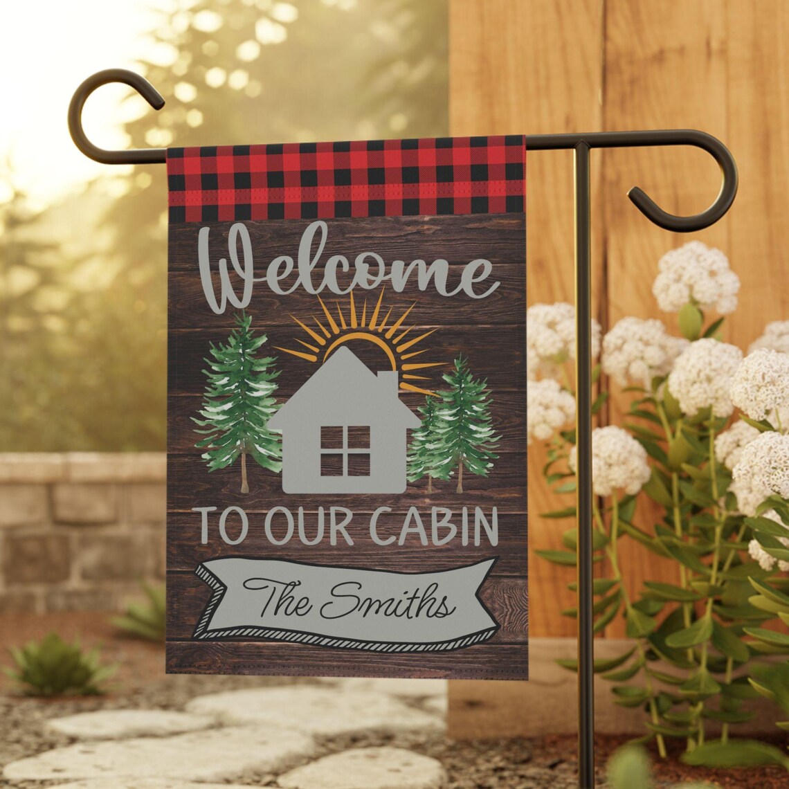 Personalized Cabin Welcome Sign, Welcome to Our Cabin Flag, Cabin Decor ...