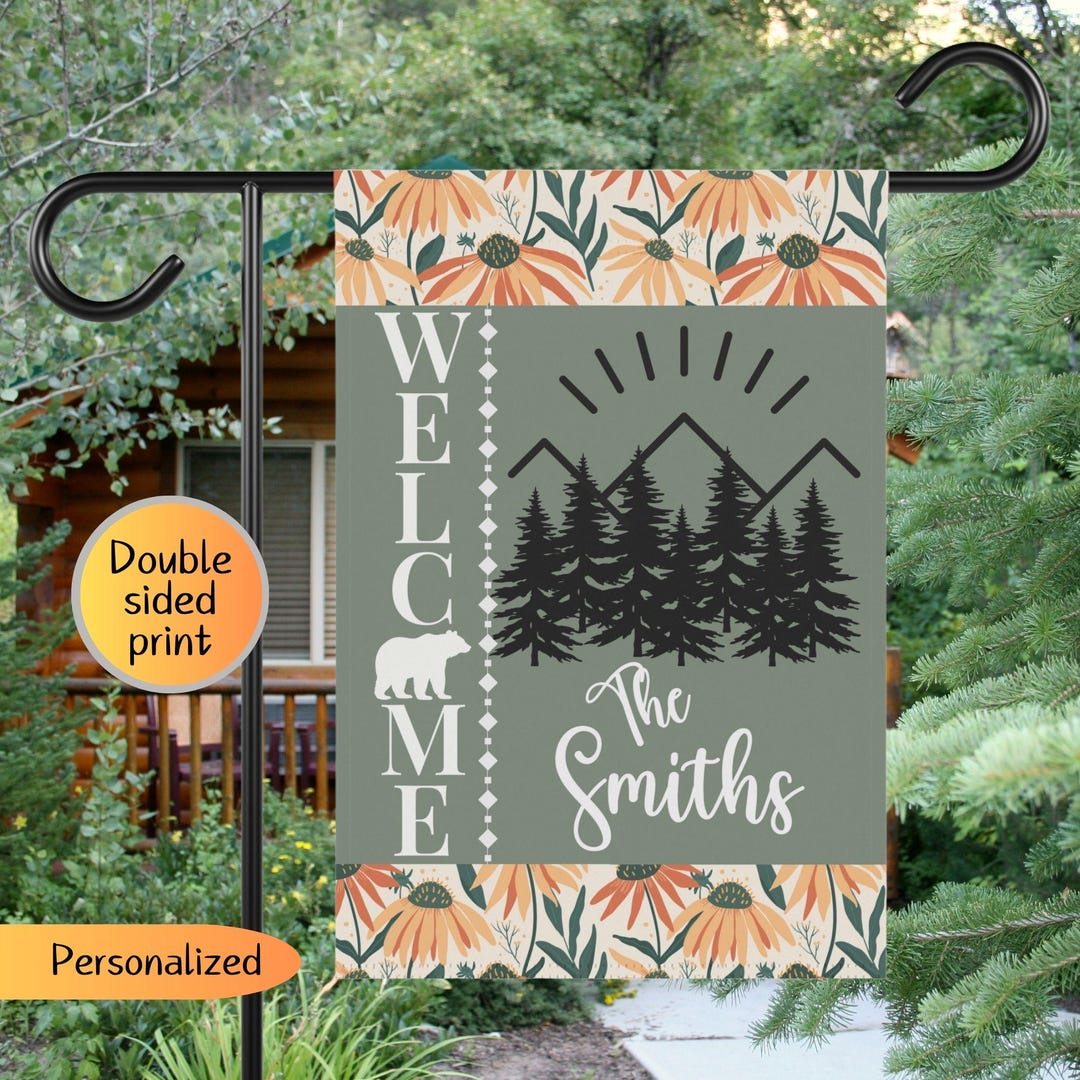 Personalized Mountain Garden Flag, Welcome Flag, Cabin Decor, Mountain ...