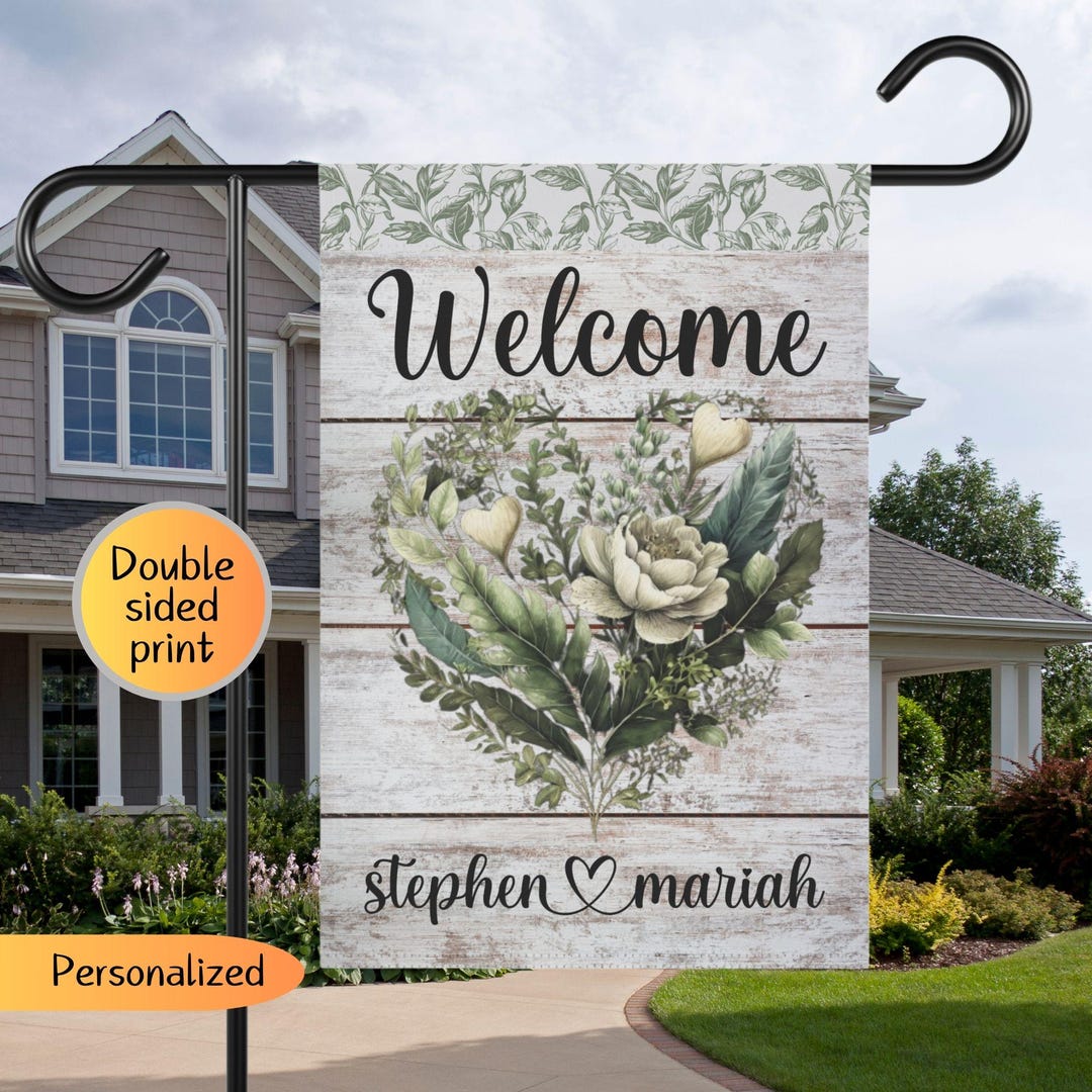 Personalized Welcome Flag, Family Name Garden Flag, Couple Name Sign ...