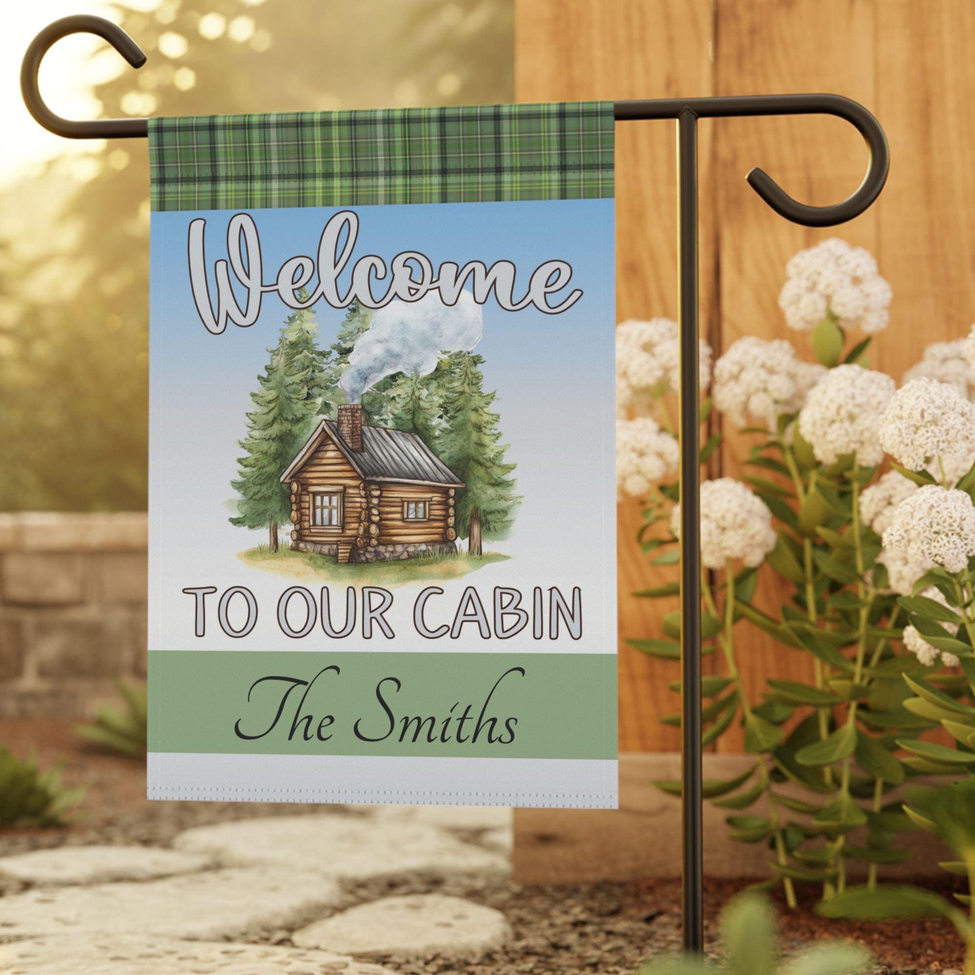 Personalized Cabin Welcome Sign, Welcome to Our Cabin Flag, Cabin Decor ...