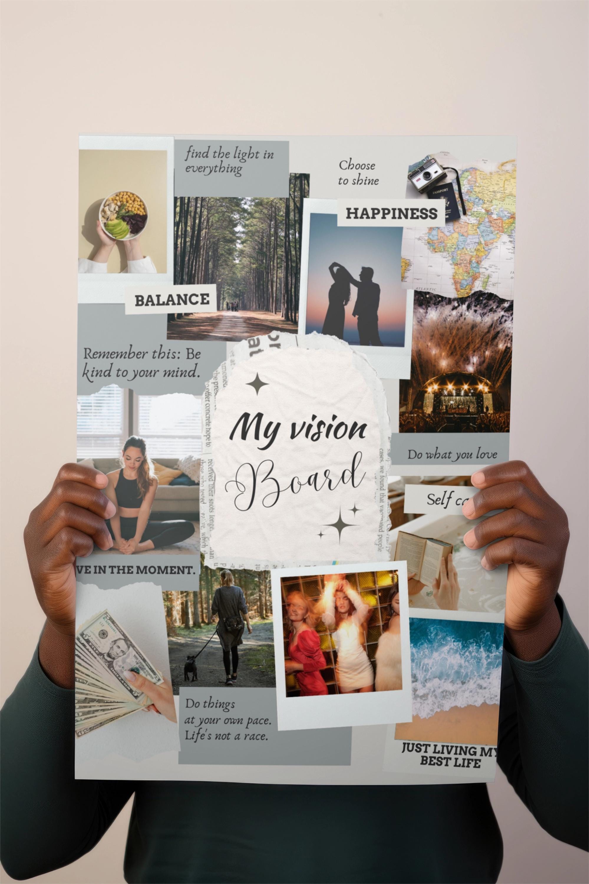 Customizable Vision Board Printable Inspirational Collage Goal Setting ...