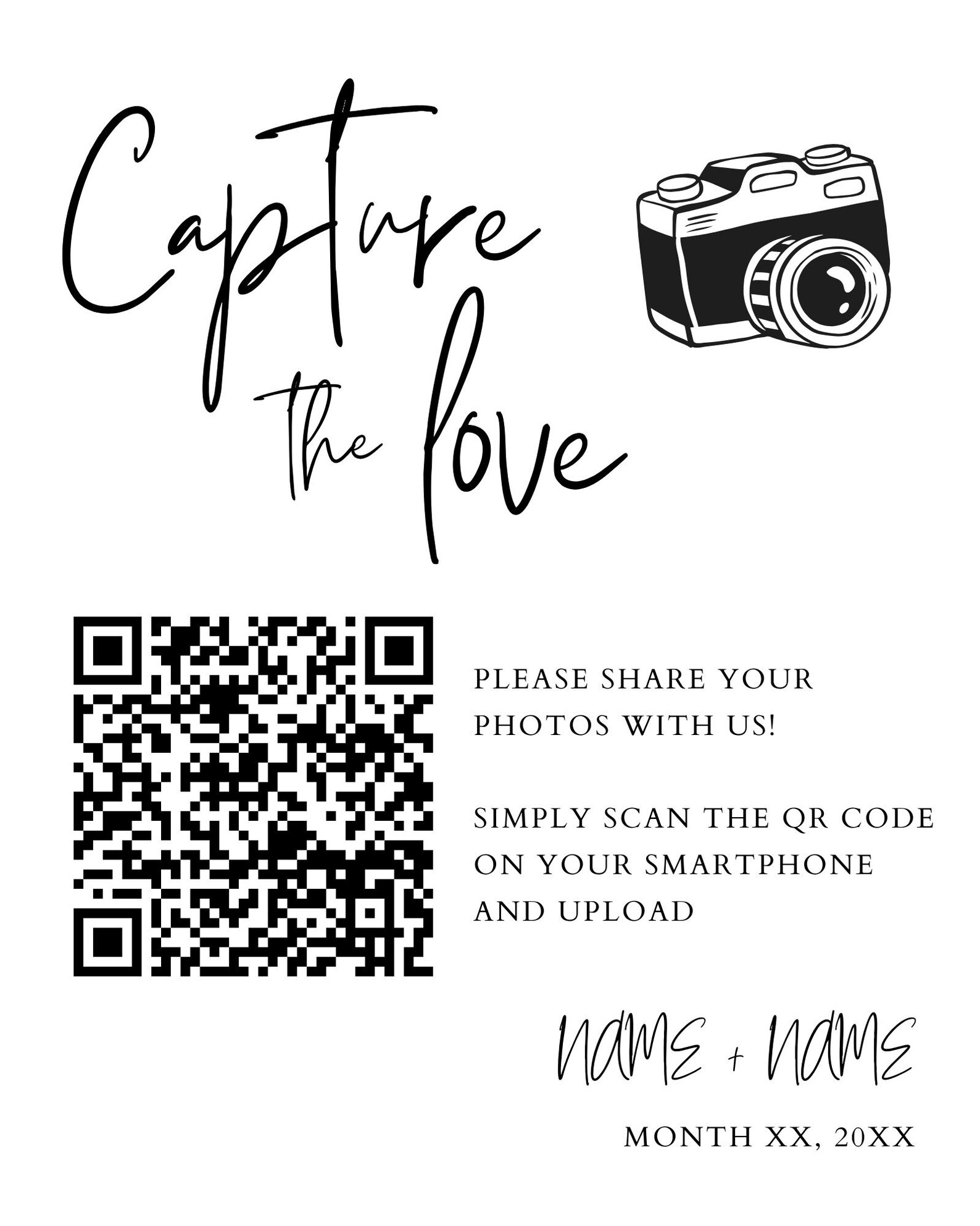 Custom QR Code Sign for Wedding Photo Sharing Payment Itinerary ...
