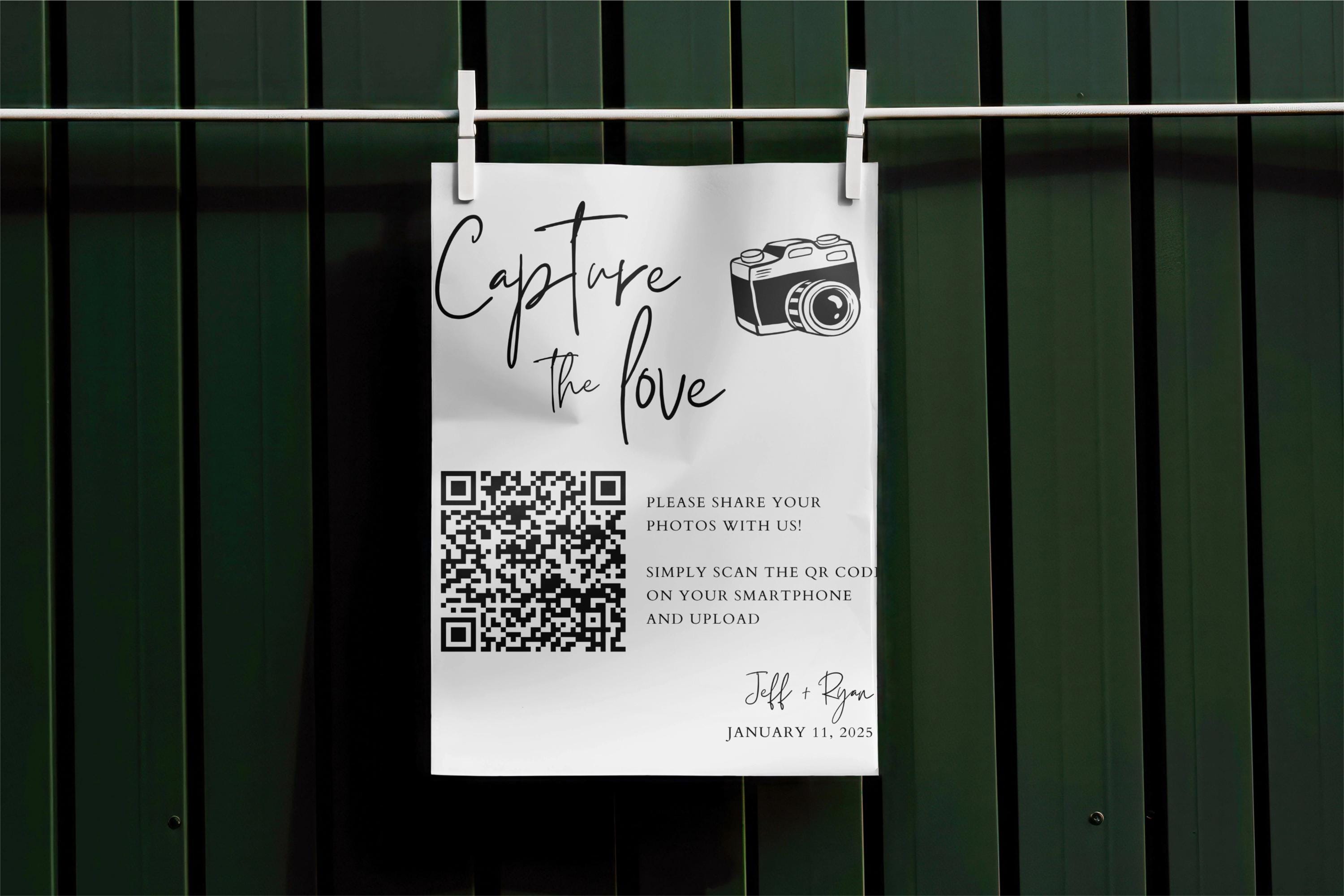 Custom QR Code Sign for Wedding Photo Sharing Payment Itinerary ...