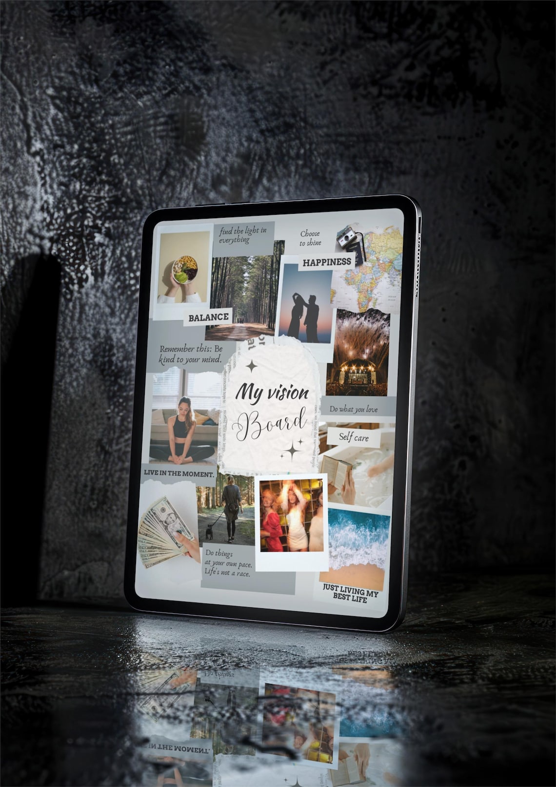 Customizable Vision Board Printable Inspirational Collage Goal Setting ...
