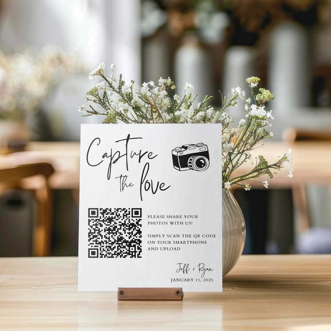 Custom QR Code Sign for Wedding Photo Sharing Payment Itinerary ...