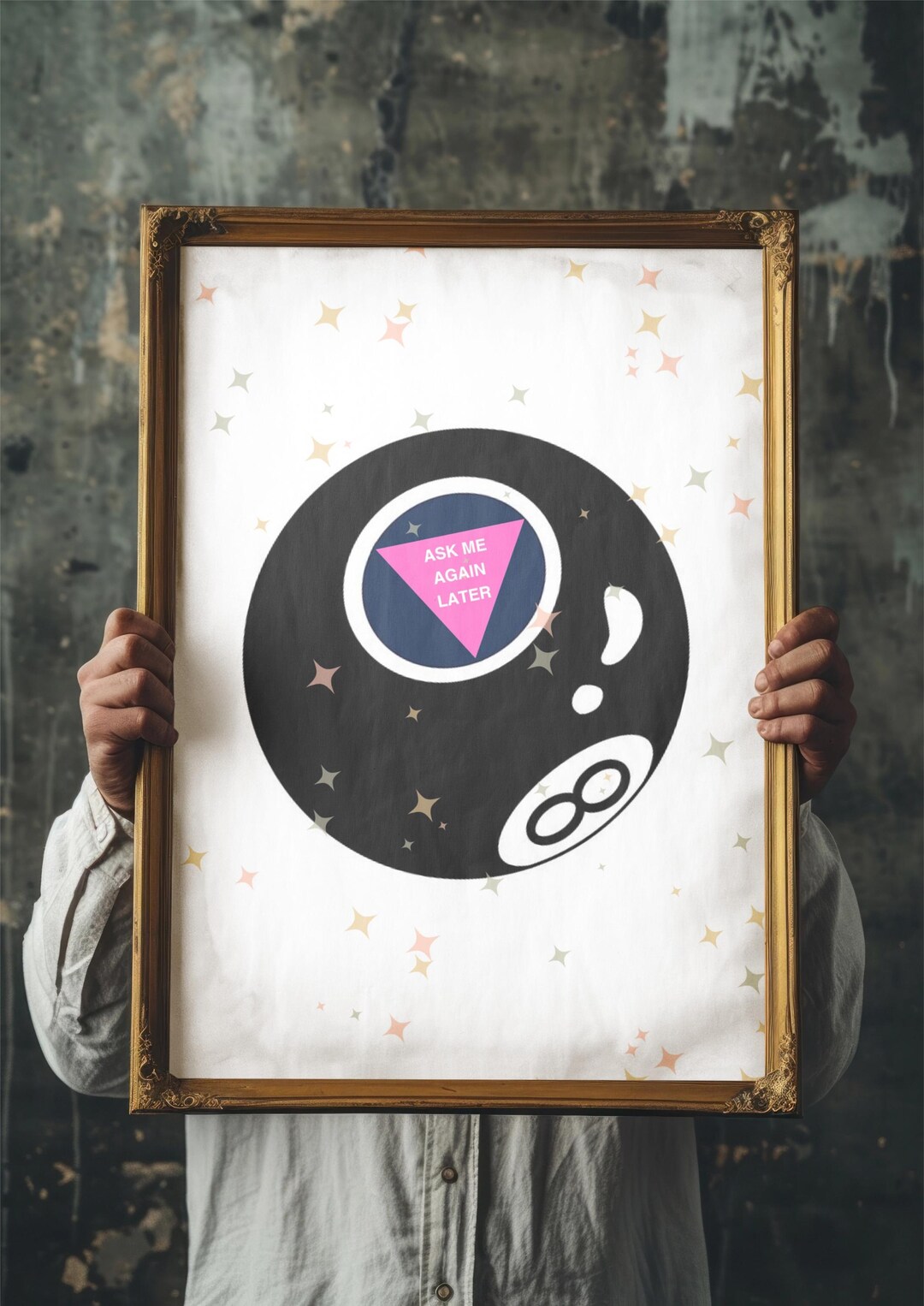 Customizable Retro Magic 8 Ball Digital Wall Art Print – Playful Fun ...