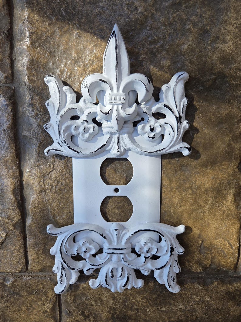 Metal, Outlet Cover Fleur De Lis Plate - PICK YOUR COLOR - Outlet Cover ...