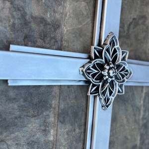 Large Silver Iron Wall Cross. Handmade and Hand Painted. 36 Inches Tall ...