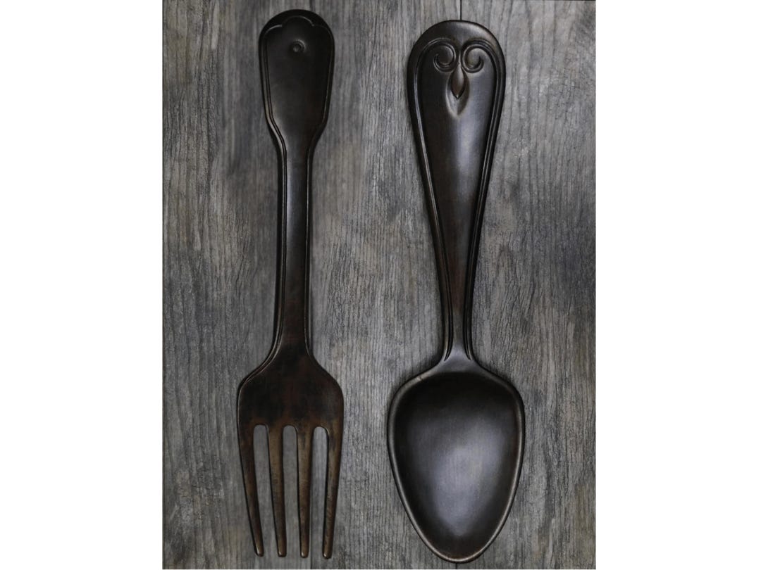 Fork and Spoon Wall Decor PICK YOUR COLOR Kitchen Decor Large Spoon and ...