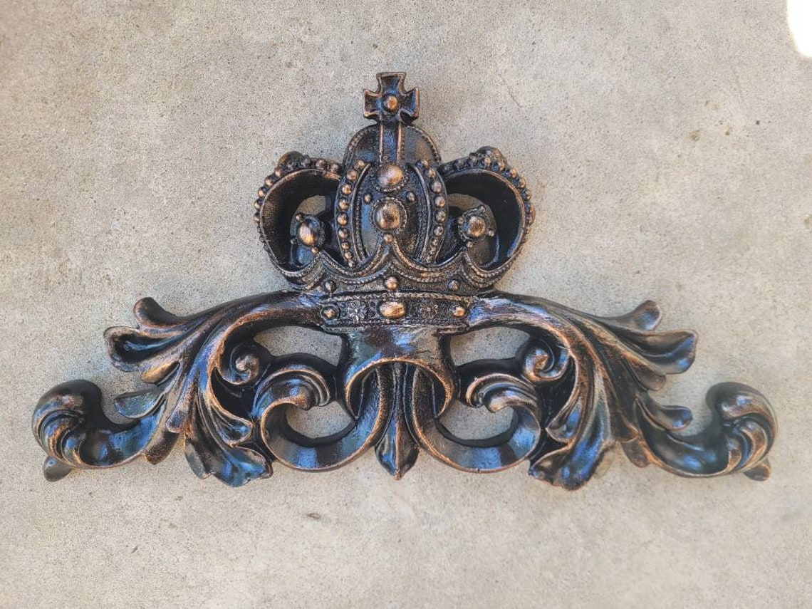 Crown Topper Pediment Art. Cross Fleur De Lis Decor, Scroll Over Door ...