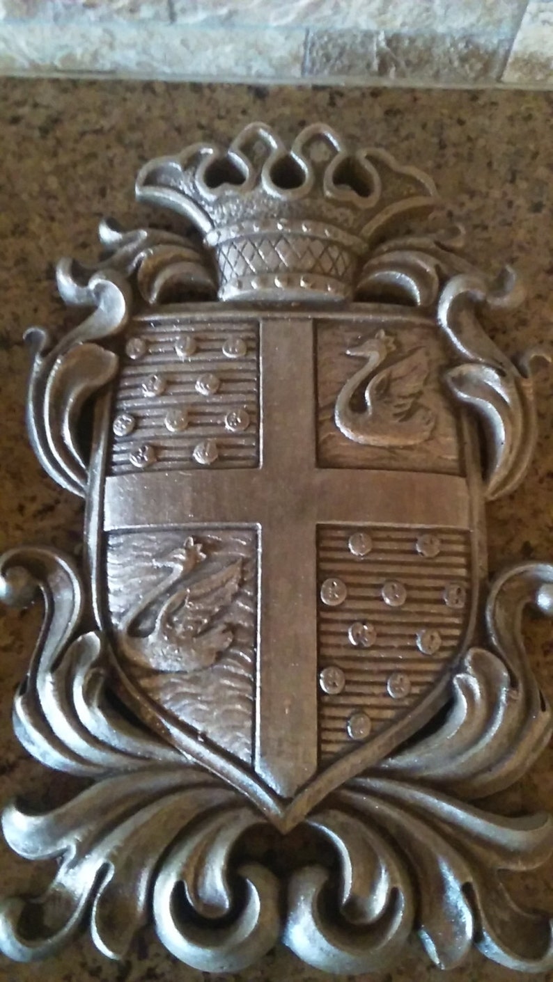 Set of 2 Shield Wall Plaques Pick Your Color Lion Swan - Etsy