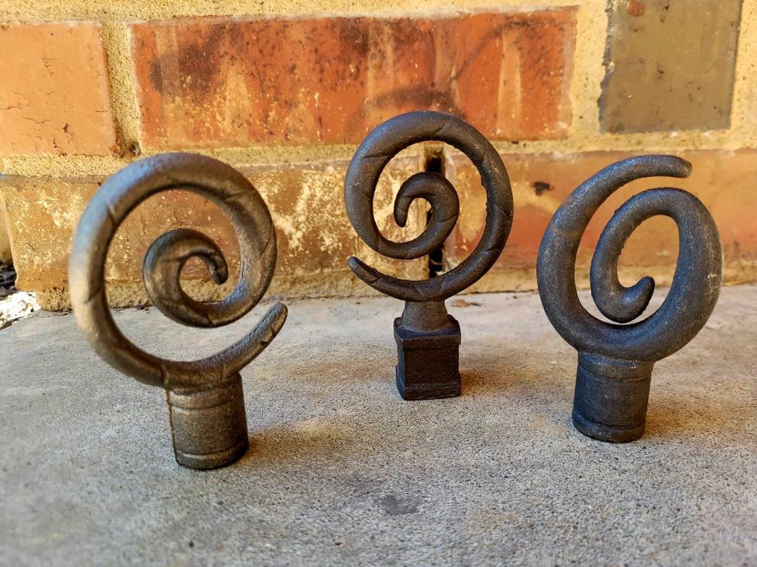 THREE Contemporary Modern Swirl Spear Finials Trio | Fence Decor | PICK ...