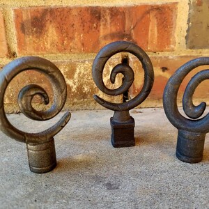 THREE Contemporary Modern Swirl Spear Finials Trio | Fence Decor | PICK ...