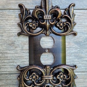Metal Outlet Cover Fleur De Lis Plate - PICK YOUR COLOR - Original ...
