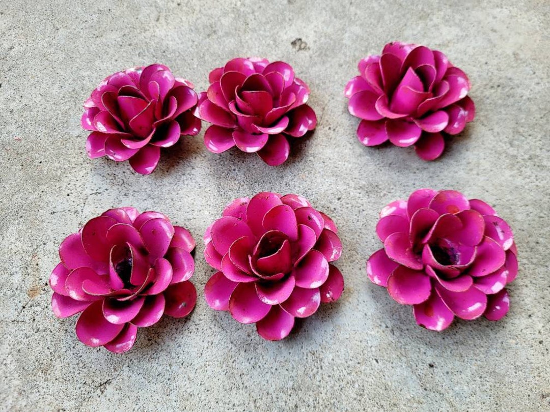 Medium Metal Roses | Set of 6 | Pink Roses | Farmhouse | FREE USA ...