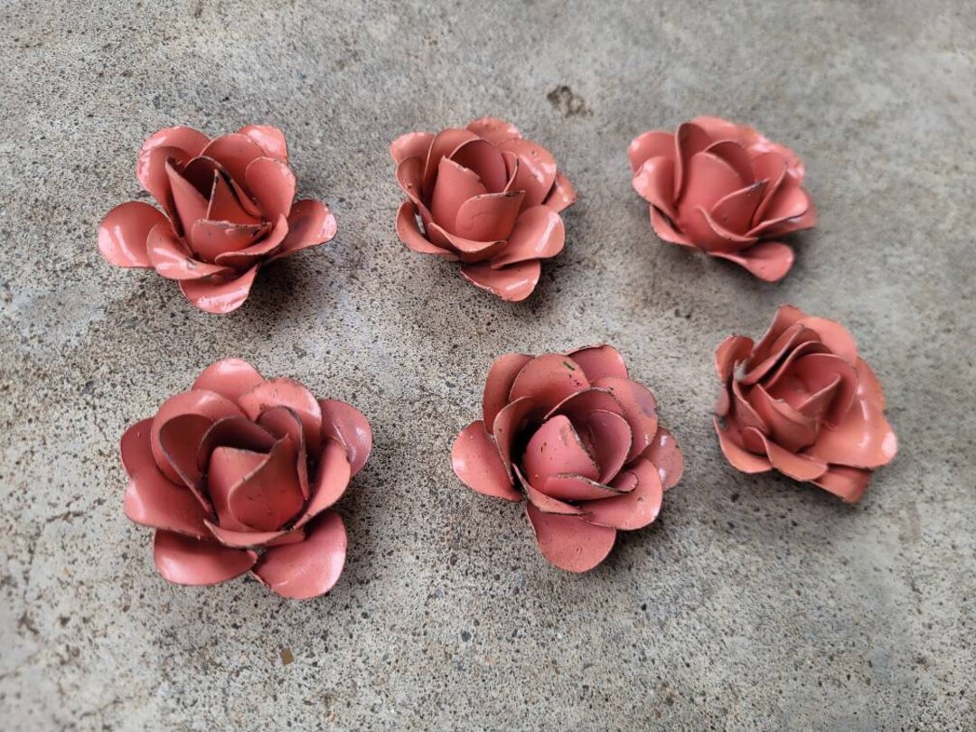 Small Metal Roses | Set of 6 | Pink | Rustic | Farmhouse | FREE USA ...