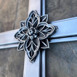 Large Silver Iron Wall Cross. Handmade and Hand Painted. 36 Inches Tall ...