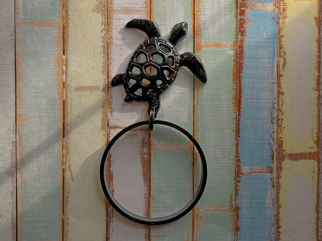 Sea Turtle Towel Ring, Bathroom Towel Hanger, Nature, Wall Hook, Beach ...