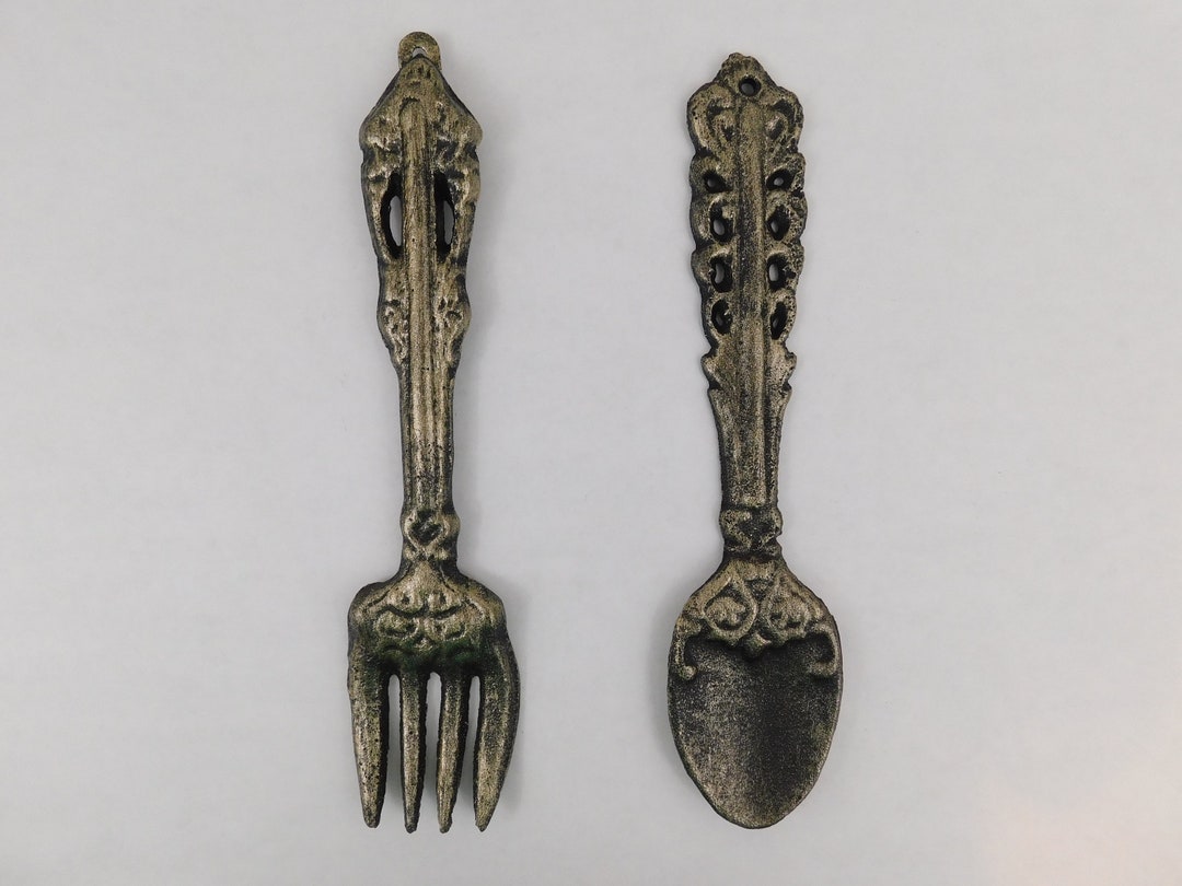 Kitchen Wall Art Decor, PICK YOUR COLOR, Fork and Spoon, Farmhouse ...