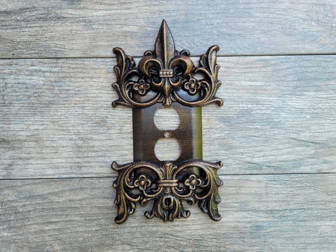 Metal, Outlet Cover Fleur De Lis Plate - PICK YOUR COLOR - Outlet Cover ...