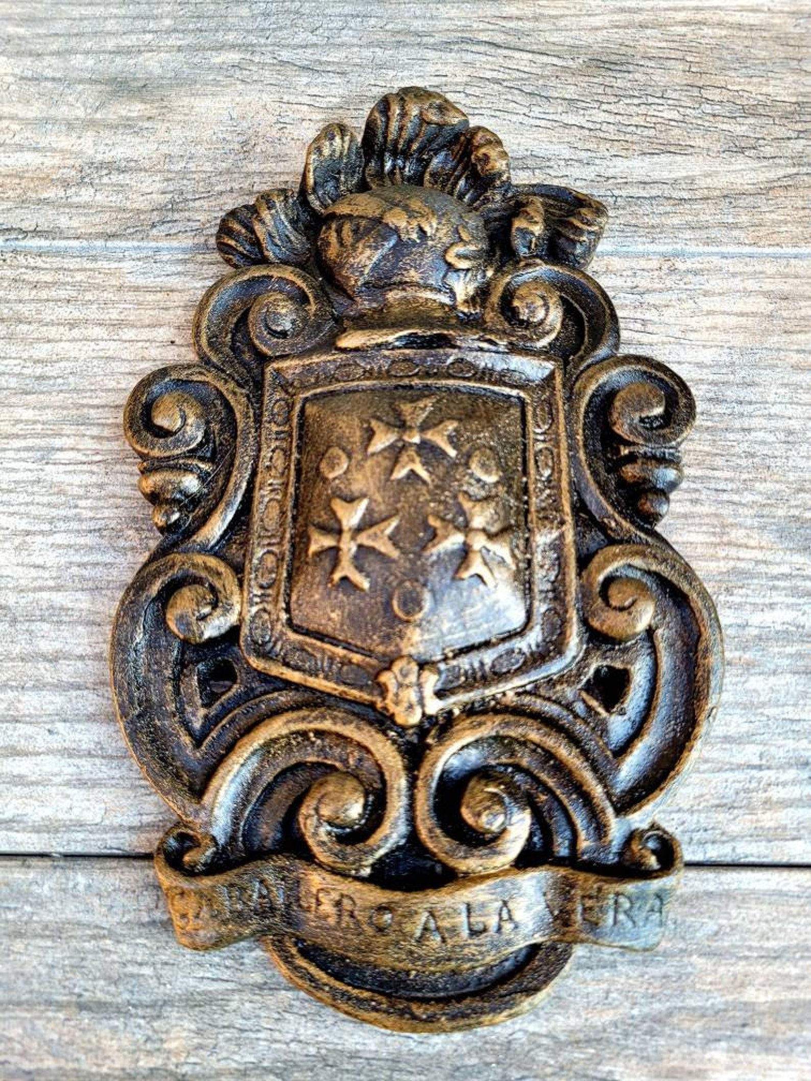 Shield Wall Plaque With Knight Helmet Top With Crosses. PICK YOUR COLOR ...