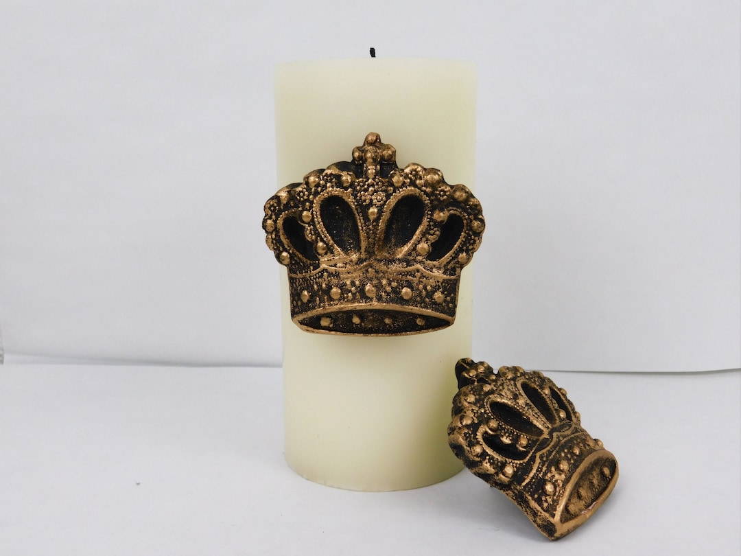 TWO Gold Leaf Royal Crown Candle Pins for Pillar Candles - PICK Your ...
