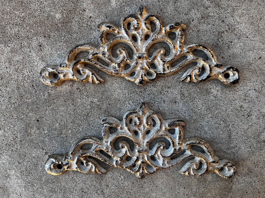 Two Cast Iron Scroll Toppers | PICK YOUR COLOR | Cabinet Hardware ...