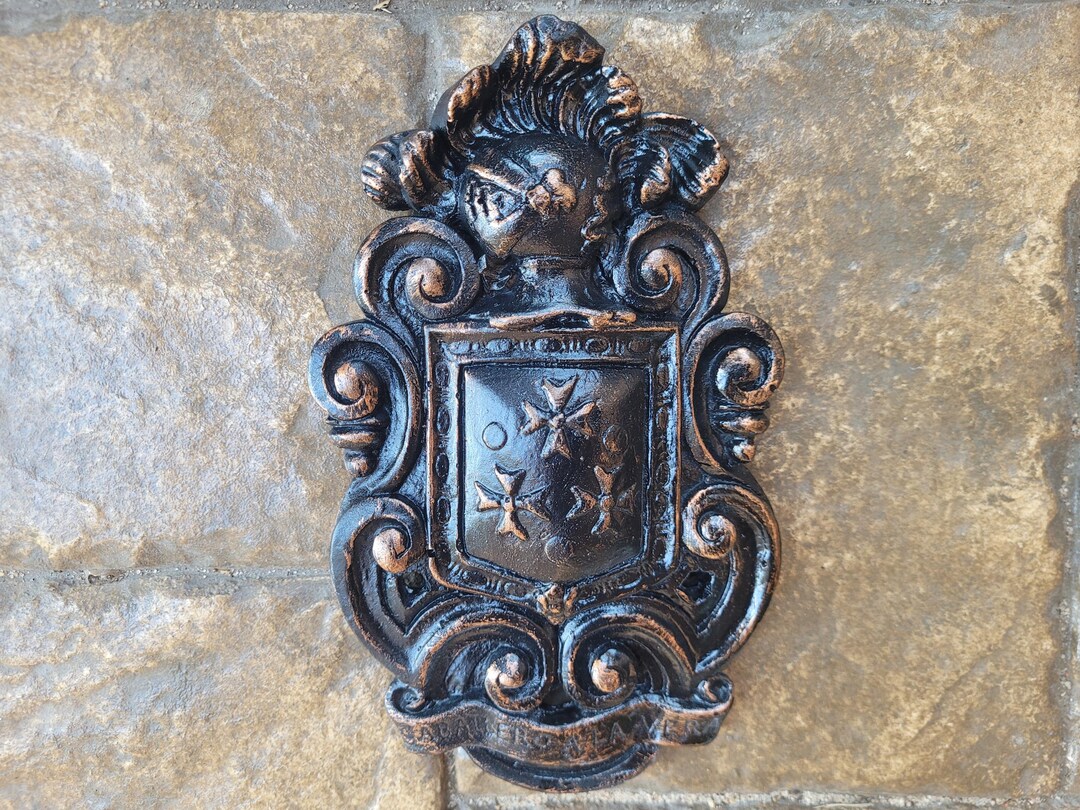 Shield Wall Plaque With Knight Helmet Top With Crosses. PICK YOUR COLOR ...