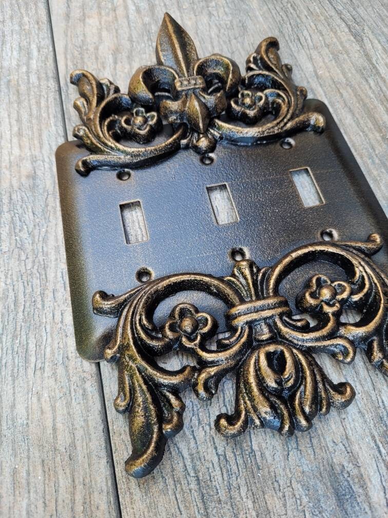 Metal Triple Toggle Light Switch Plate. PICK YOUR COLOR. 3 Gang Light ...