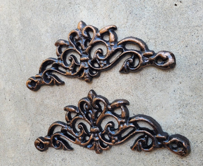 TWO Cast Iron Scroll Toppers PICK Your COLOR Cabinet - Etsy
